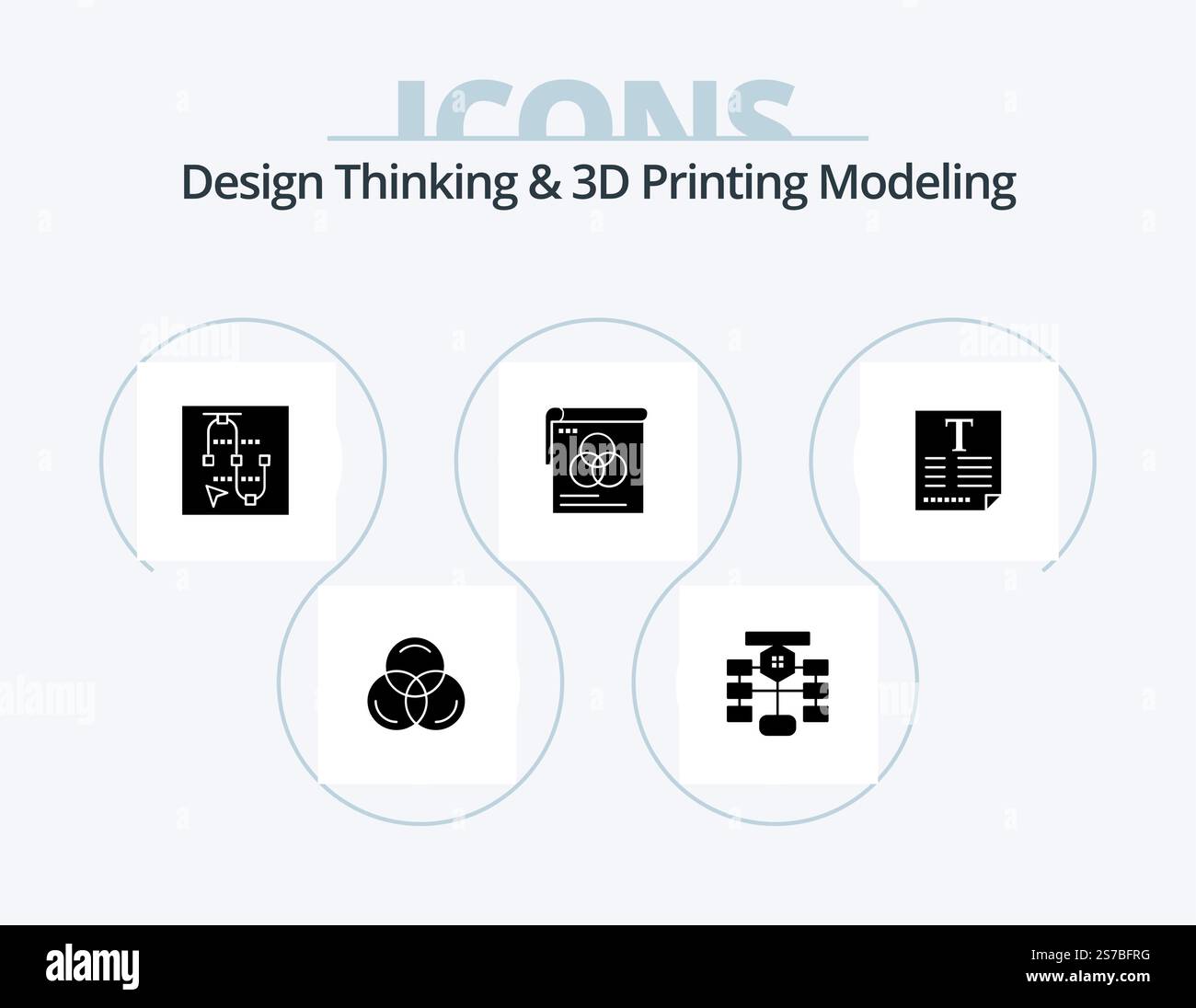 Design Thinking And D Printing Modeling Glyph Icon Pack 5 Icon Design ...