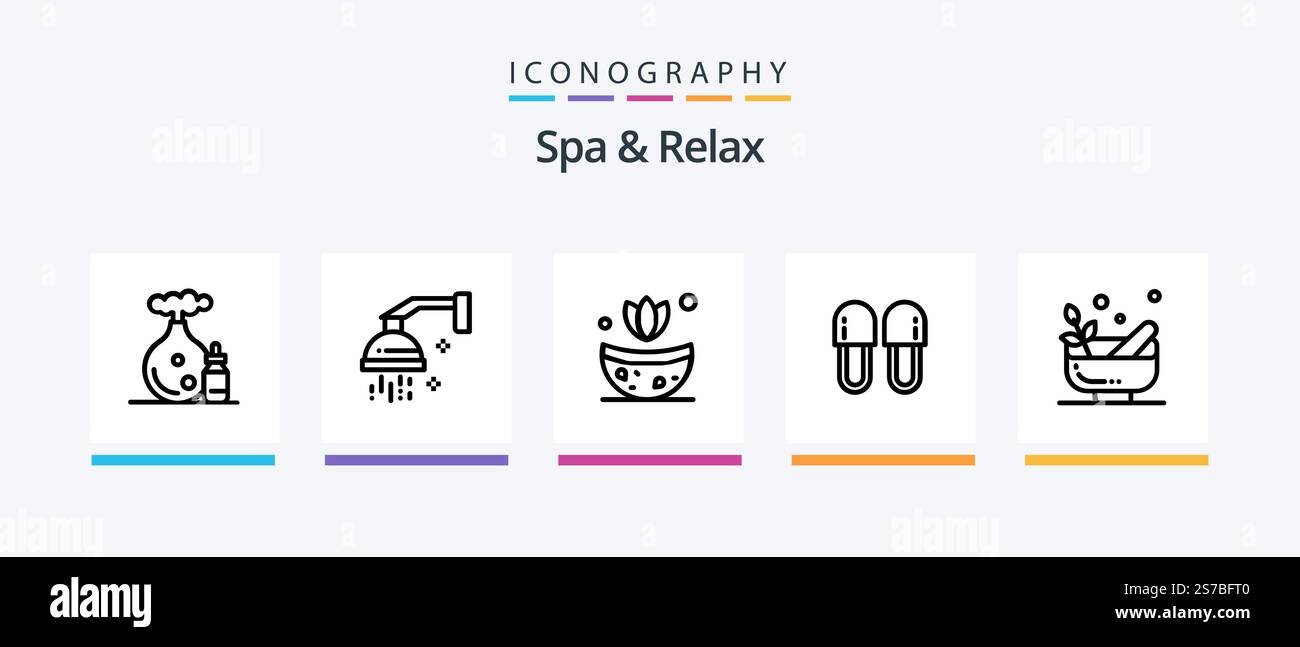 Spa And Relax Line 5 Icon Pack Including stone. spa. beauty. rock ...