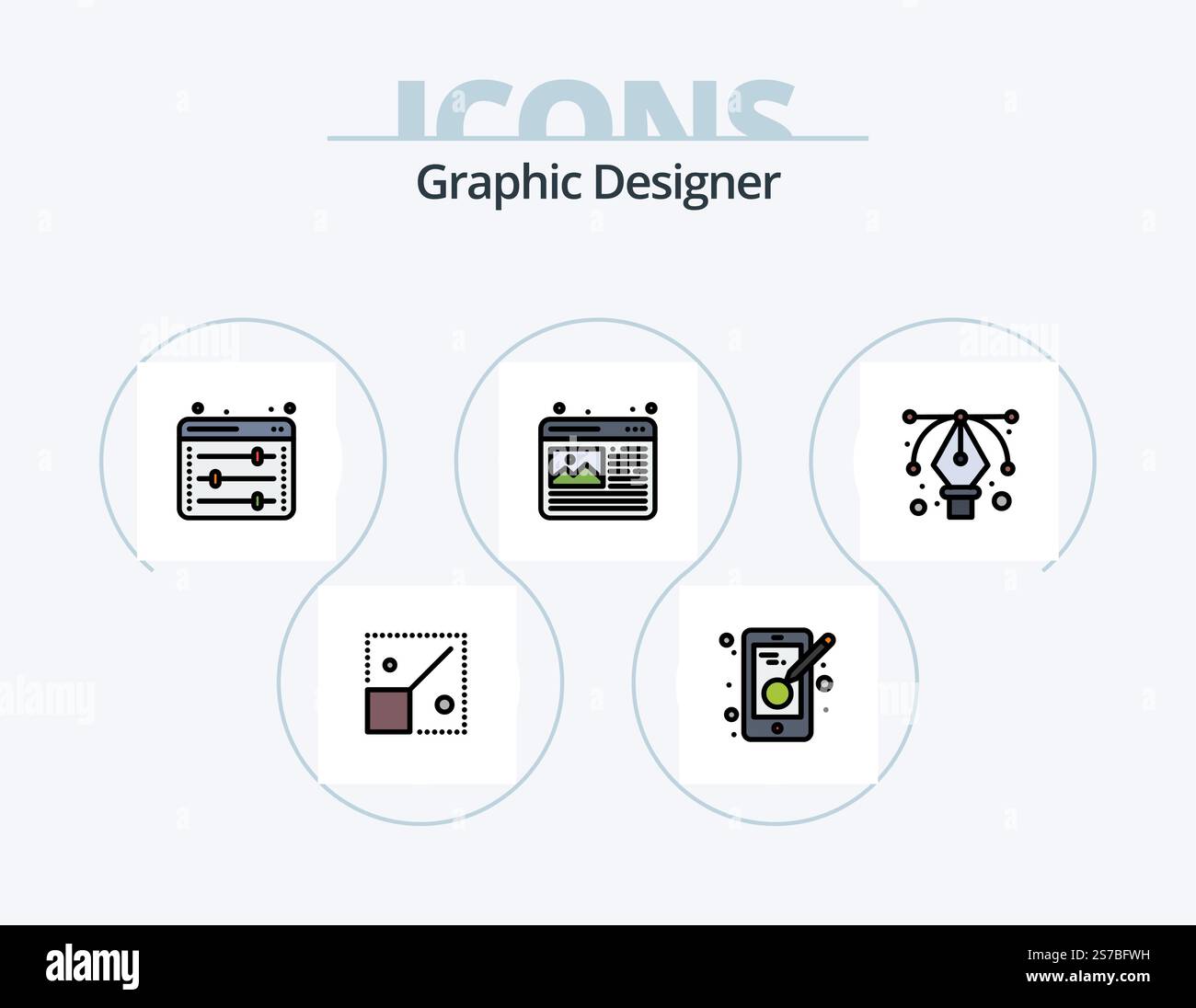 Graphic Designer Line Filled Icon Pack 5 Icon Design. graphic design ...