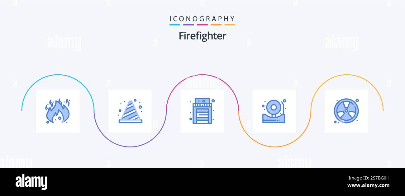 Firefighter Blue 5 Icon Pack Including fire. burn. fire. fire. alert ...