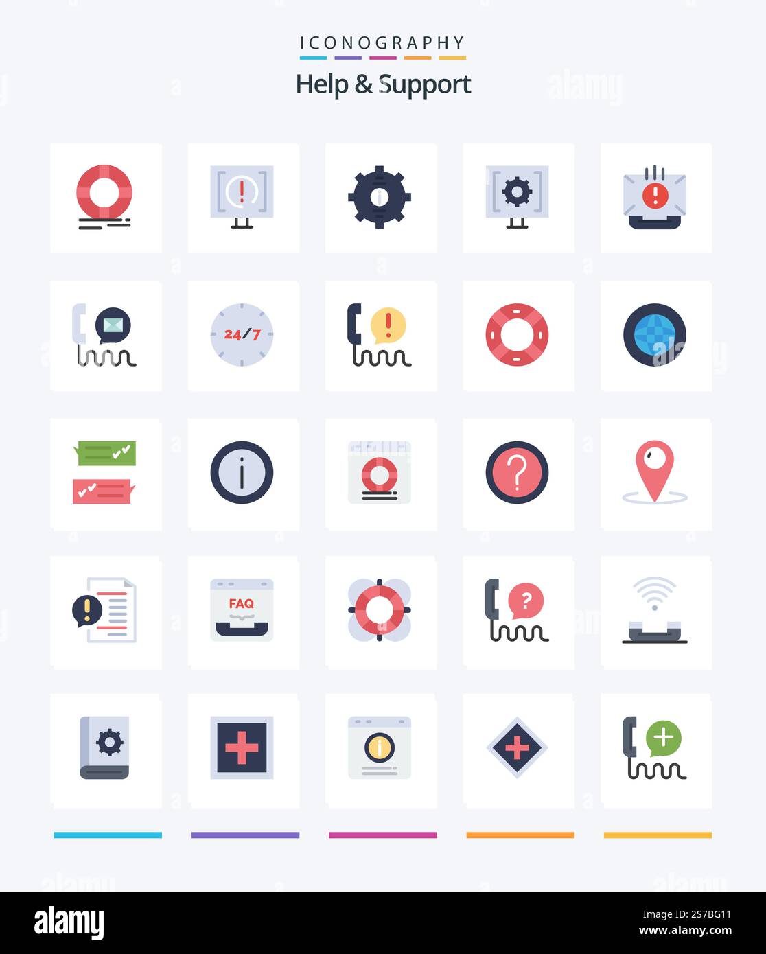 Creative Help And Support 25 Flat icon pack Such As customer. all day ...
