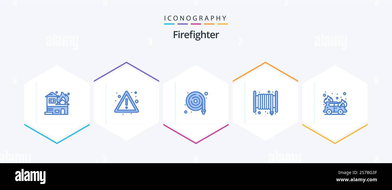 Firefighter 25 Blue icon pack including fire. hose. fire hose. fire ...