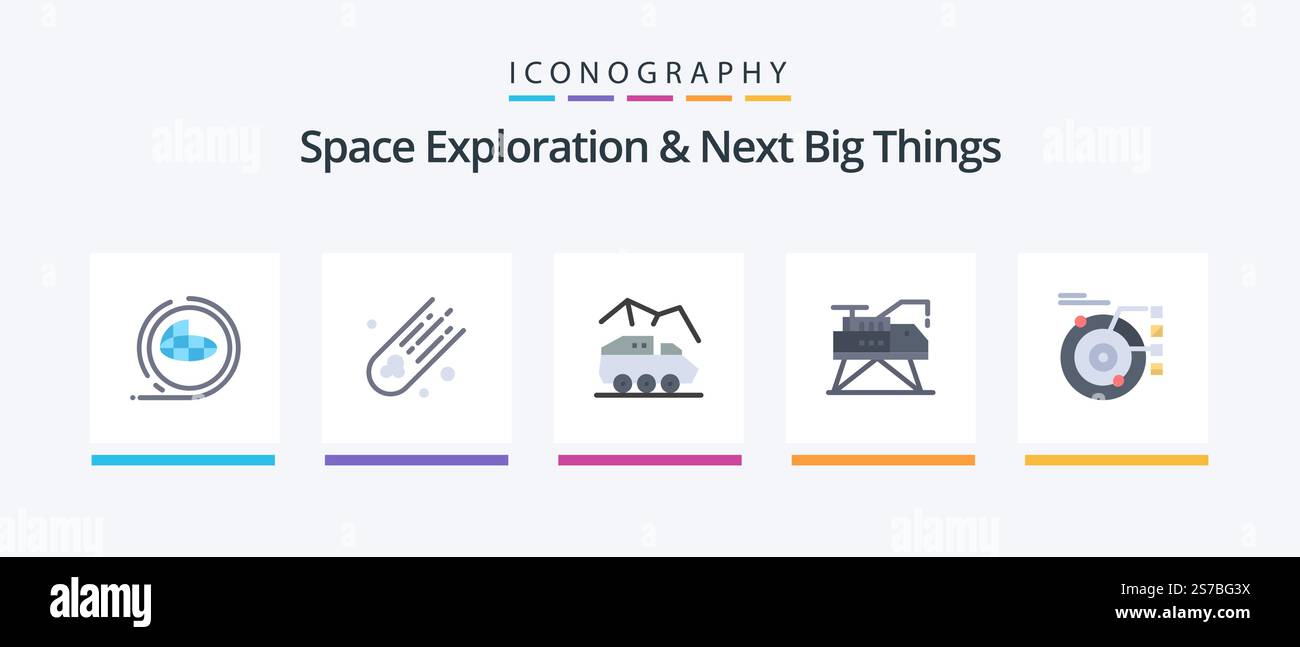 Space Exploration And Next Big Things Flat 5 Icon Pack Including data ...