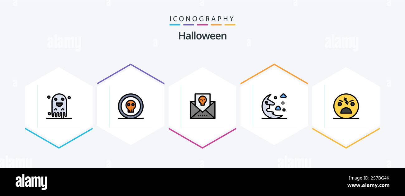 Halloween 25 FilledLine icon pack including sky. moon. pirate. cloud ...