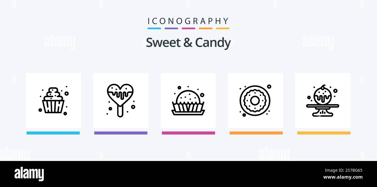Sweet And Candy Line 5 Icon Pack Including candy. sweets. sweet. pie ...