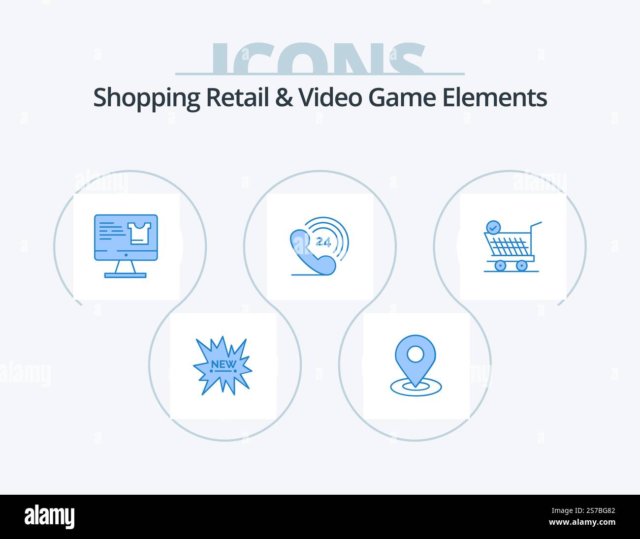 Shoping Retail And Video Game Elements Blue Icon Pack 5 Icon Design ...