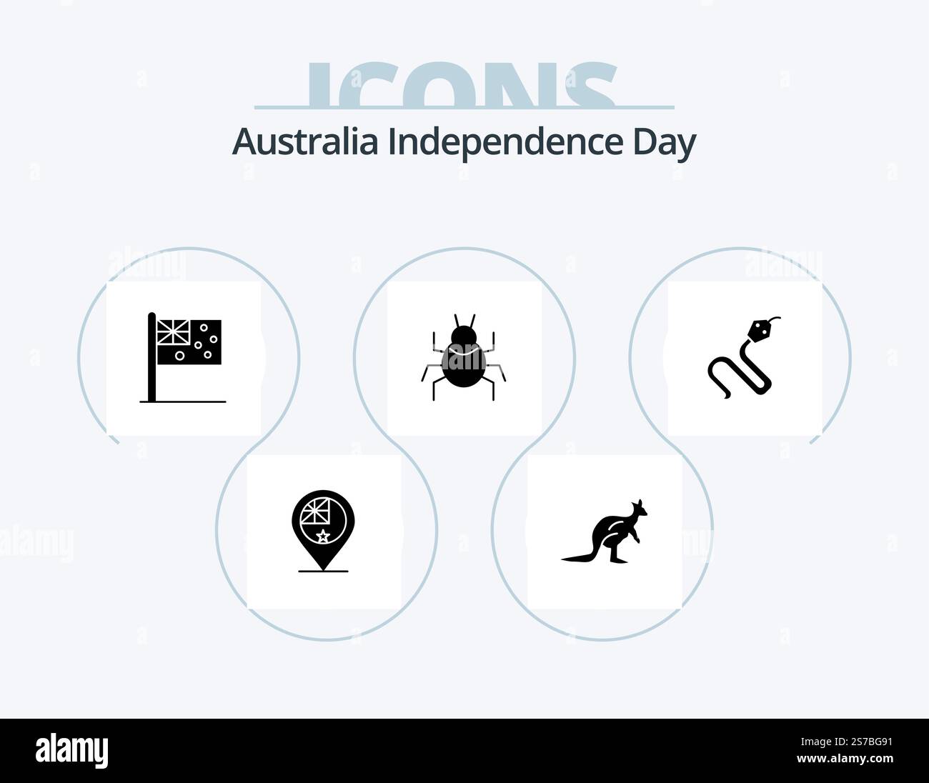 Australia Independence Day Glyph Icon Pack 5 Icon Design. virus. bug ...