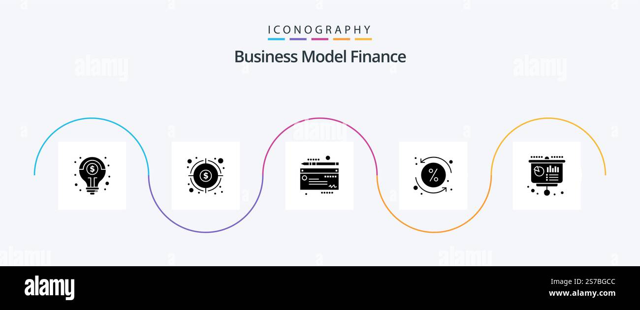 Finance Glyph 5 Icon Pack Including chart. transaction. target. percent ...