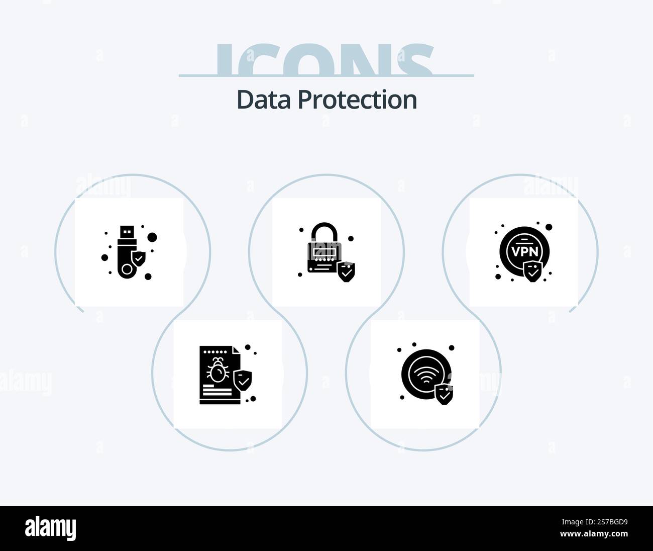 Data Protection Glyph Icon Pack 5 Icon Design. vpn. encryption ...