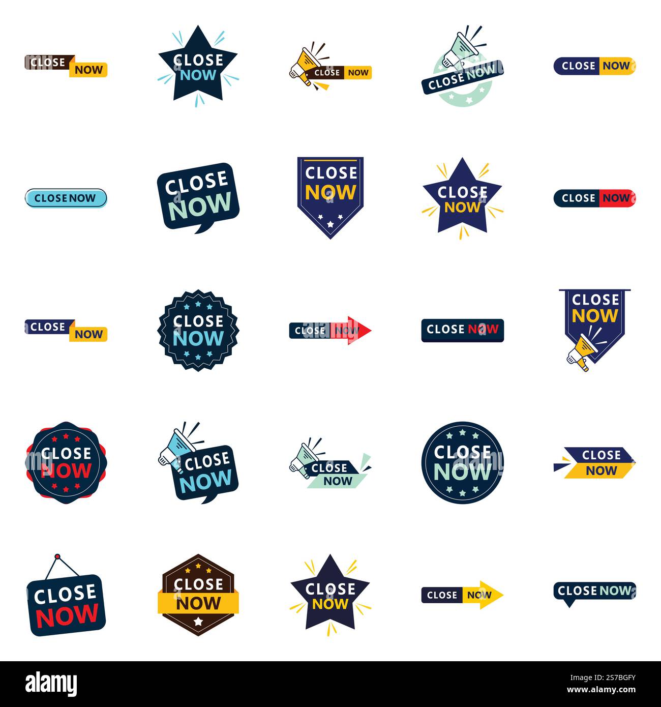 Act Now and Close Text Banners Pack of 25 Stock Vector Image & Art - Alamy