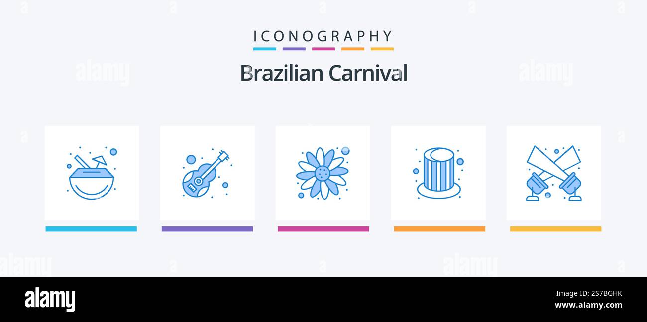 Brazilian Carnival Blue 5 Icon Pack Including floodlight. cap. violin ...