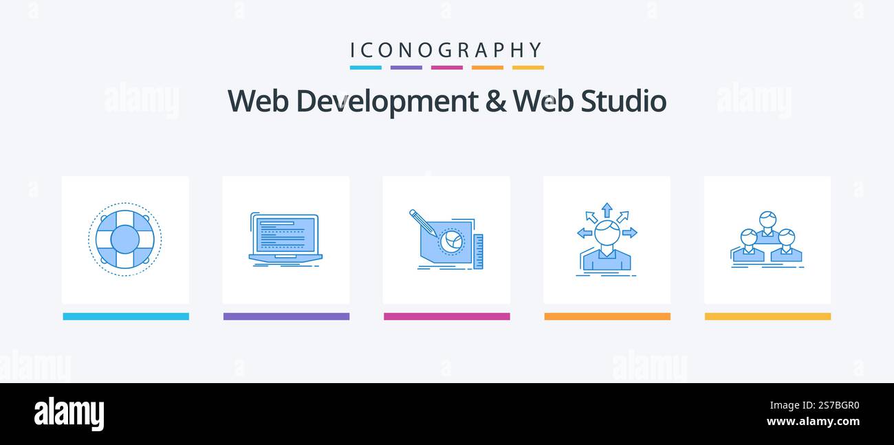 Web Development And Web Studio Blue 5 Icon Pack Including options ...