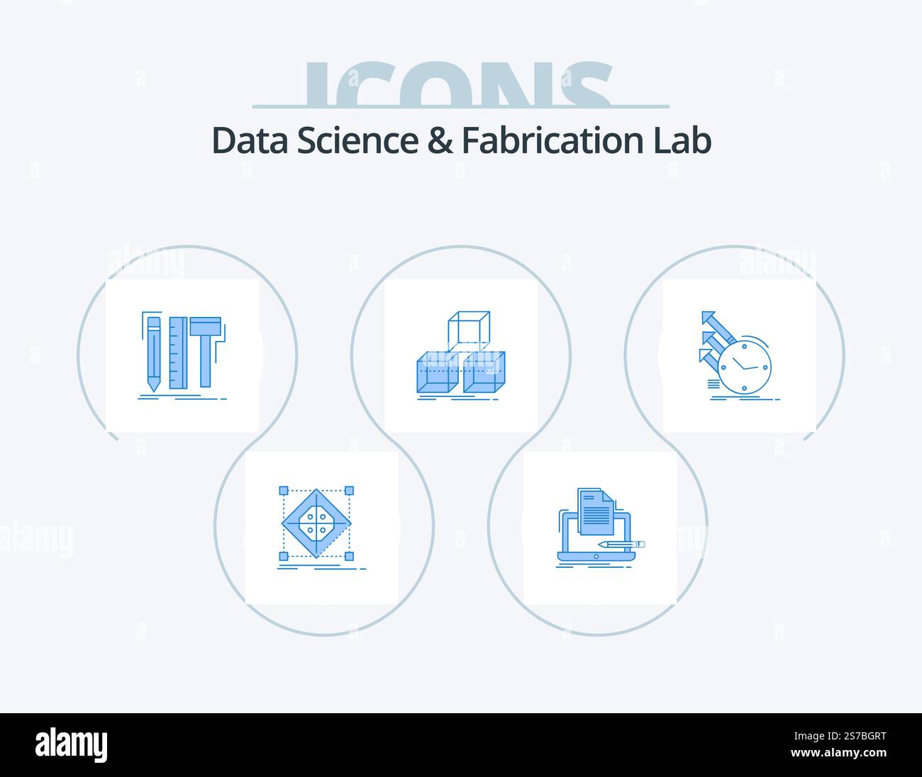 Data Science And Fabrication Lab Blue Icon Pack 5 Icon Design. stackd ...
