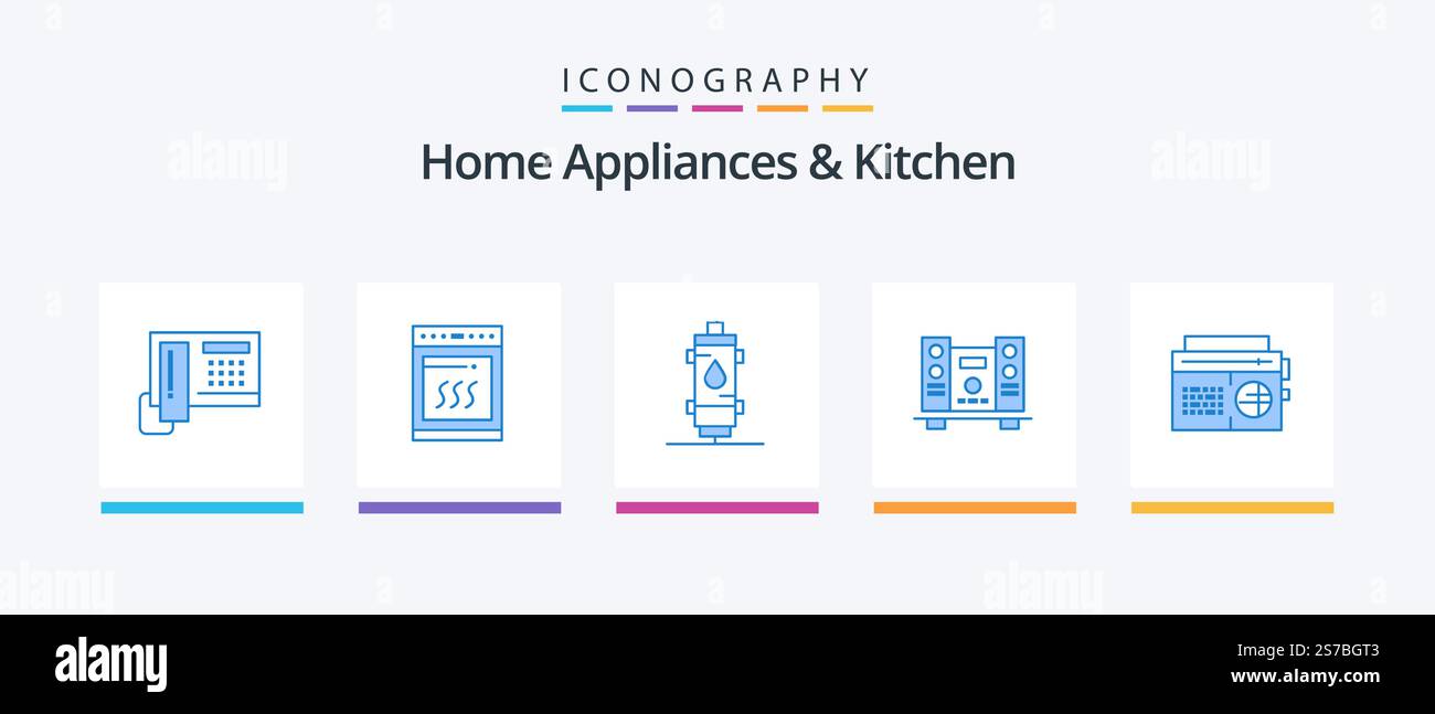 Home Appliances And Kitchen Blue 5 Icon Pack Including music. loud ...