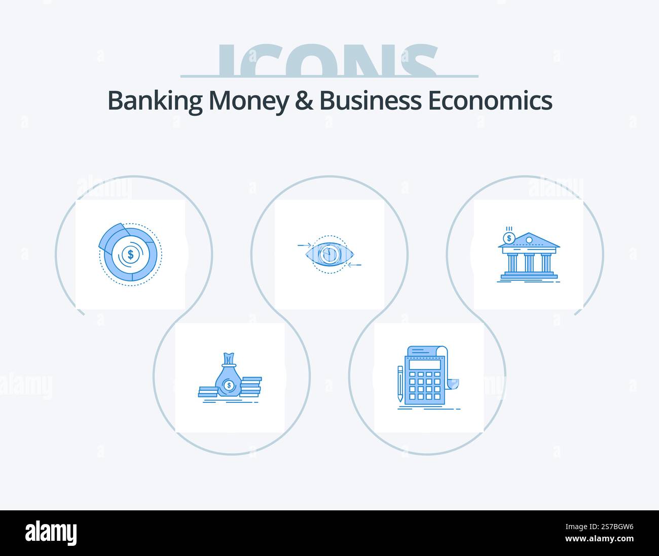 Banking Money And Business Economics Blue Icon Pack 5 Icon Design ...