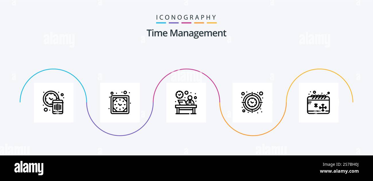 Time Management Line 5 Icon Pack Including timer. target. desk. focus ...