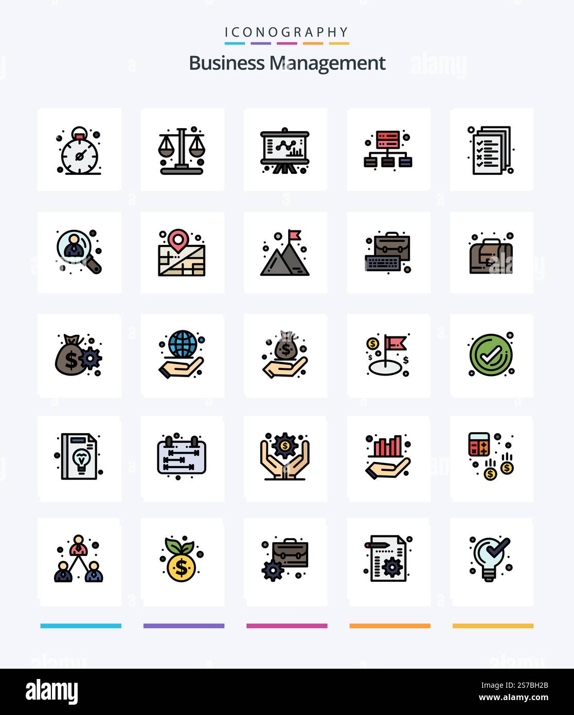 Creative Business Management 25 Line FIlled icon pack Such As ...