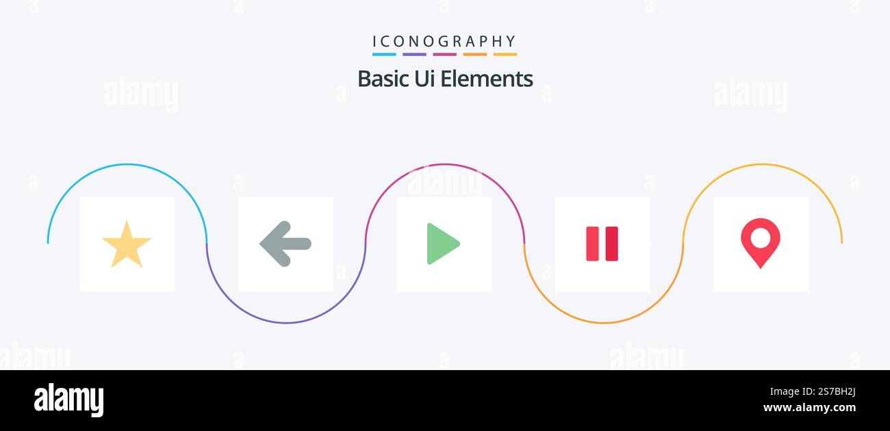 Basic Ui Elements Flat 5 Icon Pack Including pin. map. media. vedio ...