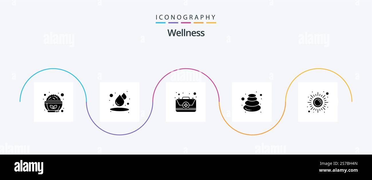 Wellness Glyph 5 Icon Pack Including health. stone. emergency. spa. massage Stock Vector Image ...