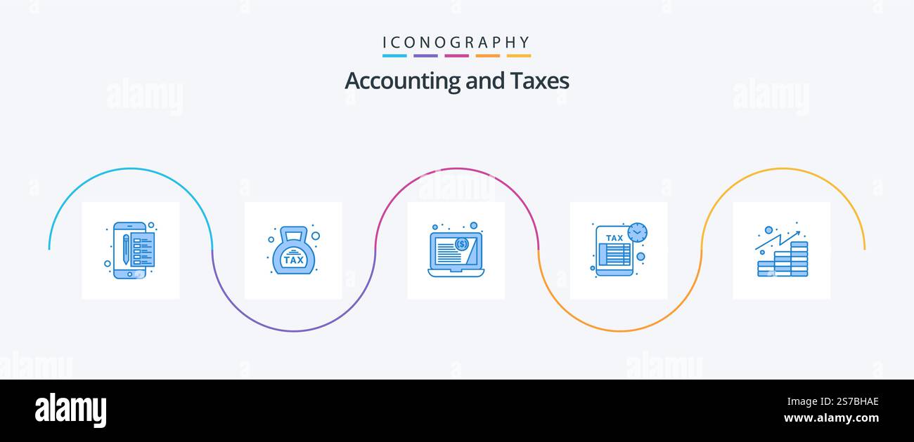 Taxes Blue 5 Icon Pack Including analytics. tax. money. schedule ...