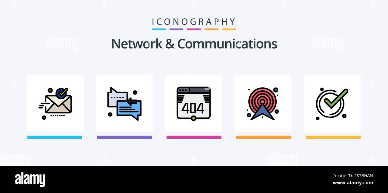 Network And Communications Line Filled 5 Icon Pack Including elearning ...
