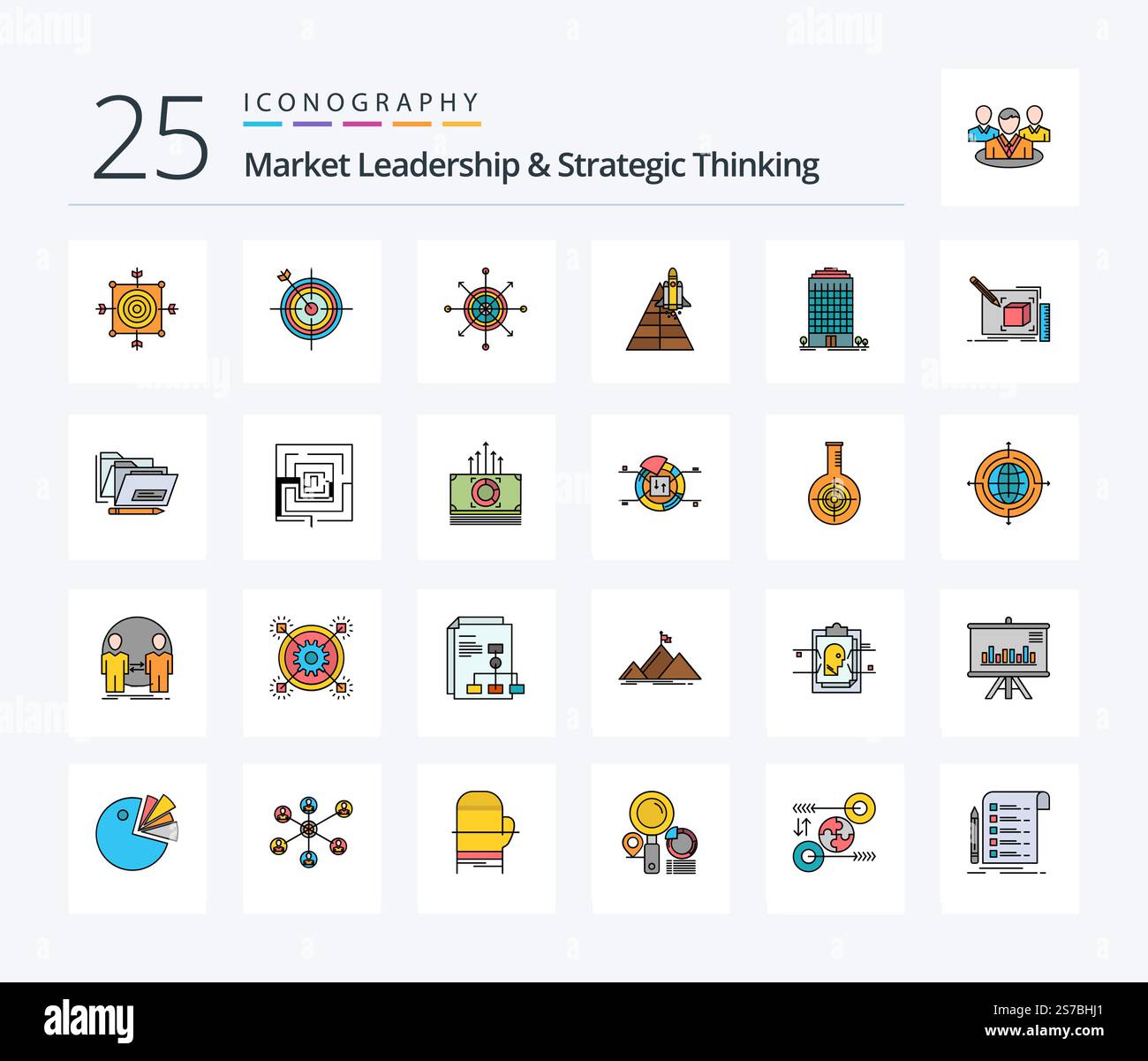 Market Leadership And Strategic Thinking 25 Line Filled icon pack ...