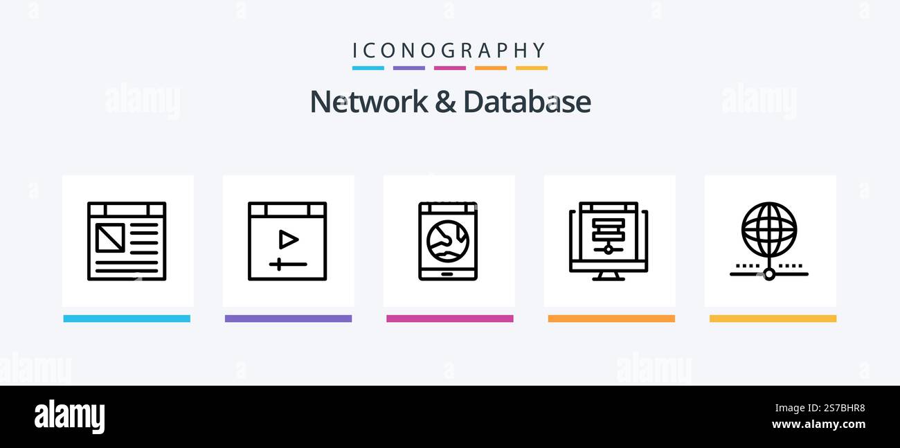 Network And Database Line 5 Icon Pack Including network. cloud. website ...