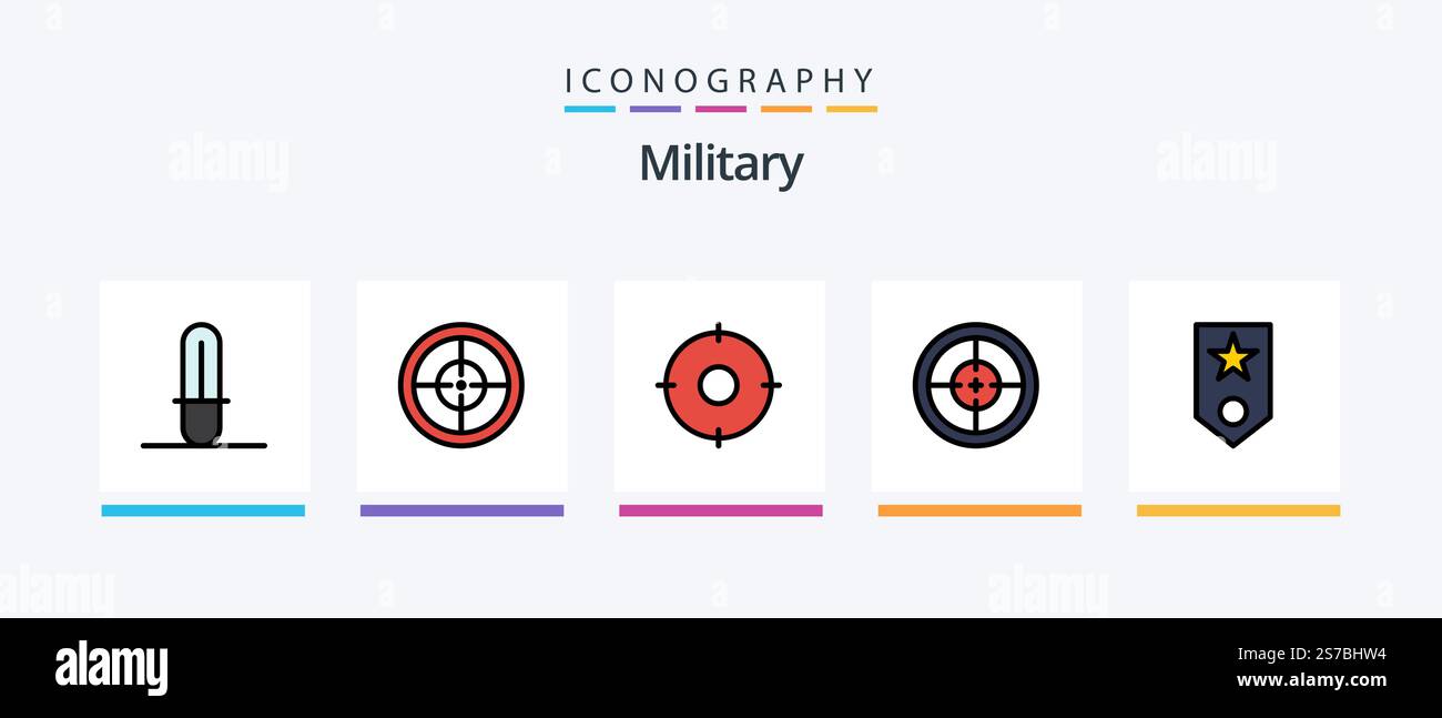 Military Line Filled 5 Icon Pack Including dynamite. bang. rank. weapons. medal. Creative Icons ...