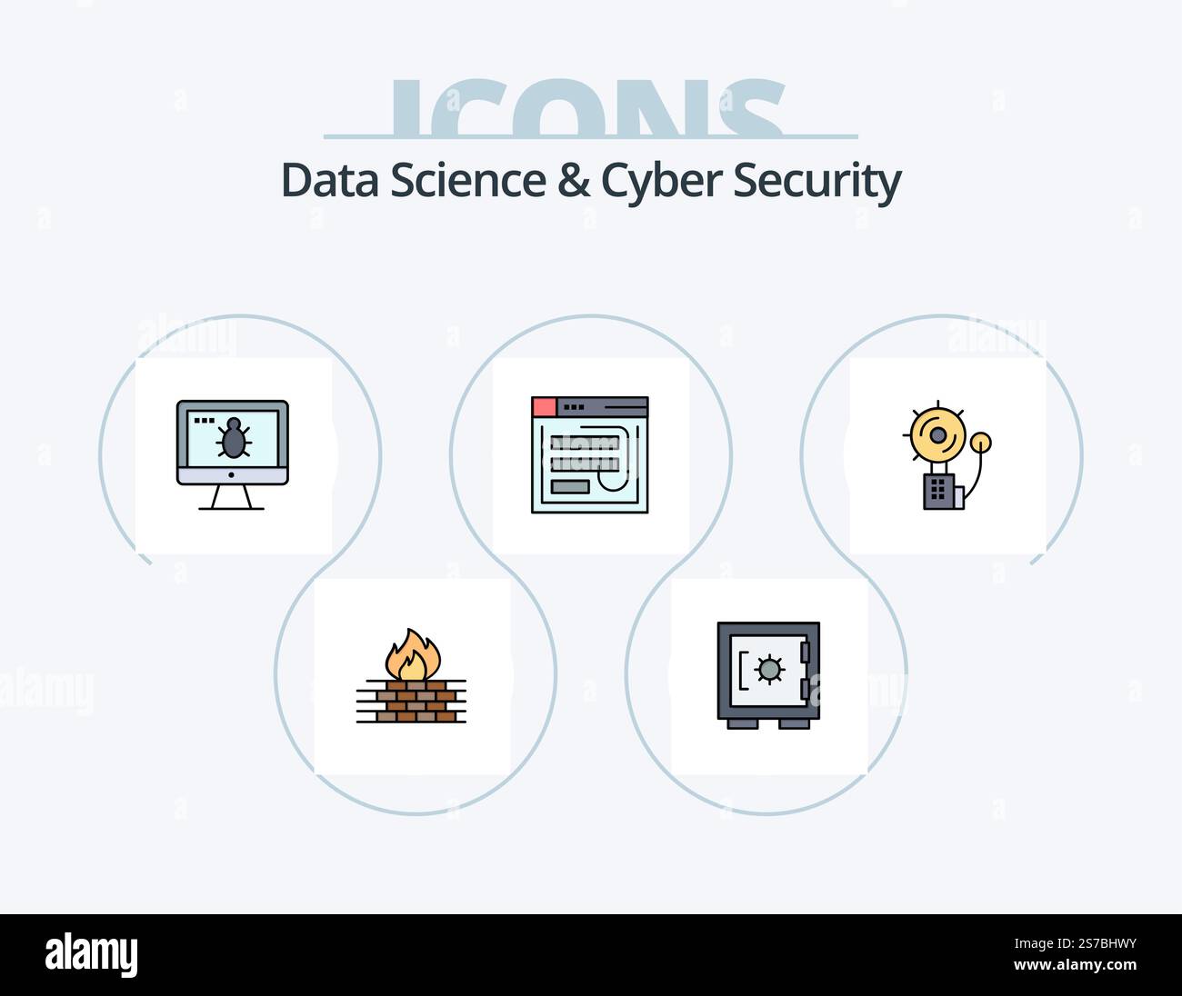 Data Science And Cyber Security Line Filled Icon Pack 5 Icon Design ...
