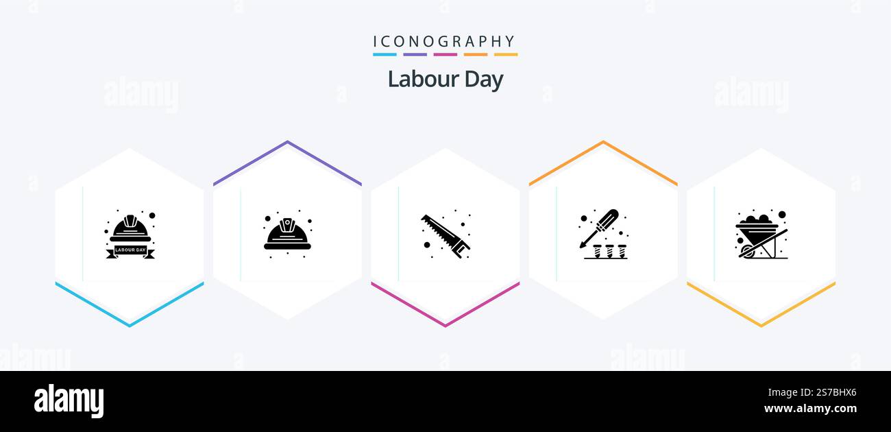 Labour Day 25 Glyph icon pack including screw. screw. labour. driver ...