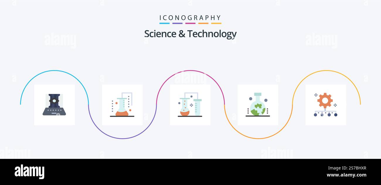 Science And Technology Flat 5 Icon Pack Including work management. team ...