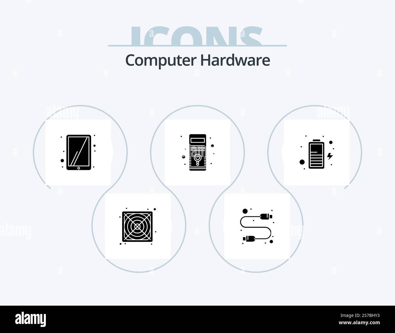 Computer Hardware Glyph Icon Pack 5 Icon Design. . charge. tablet ...