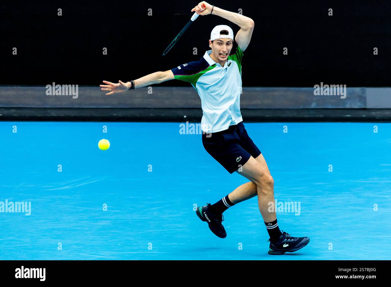 MELBOURNE, VIC - JANUARY 19: Ugo Humbert of France in action during ...