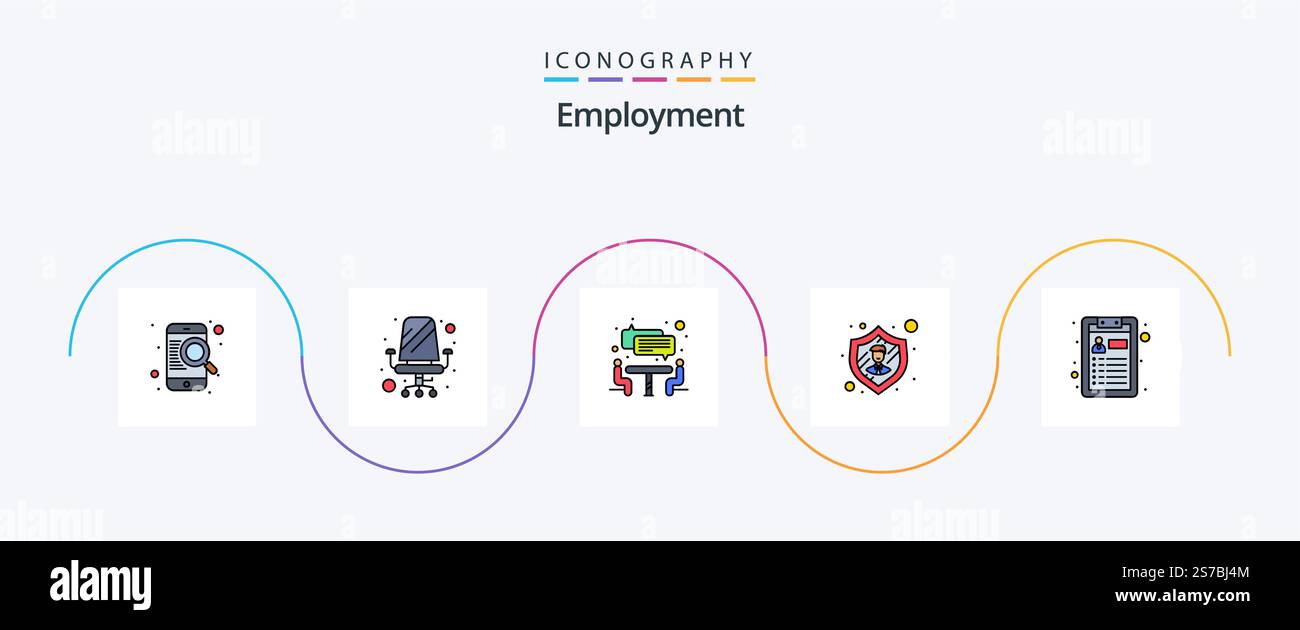 Employment Line Filled Flat 5 Icon Pack Including . job. interview. cv ...