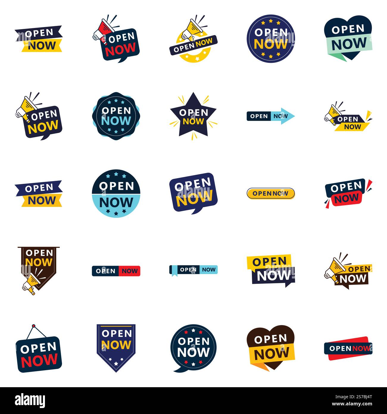 Open now graphics pack 25 customizable designs included Stock Vector ...