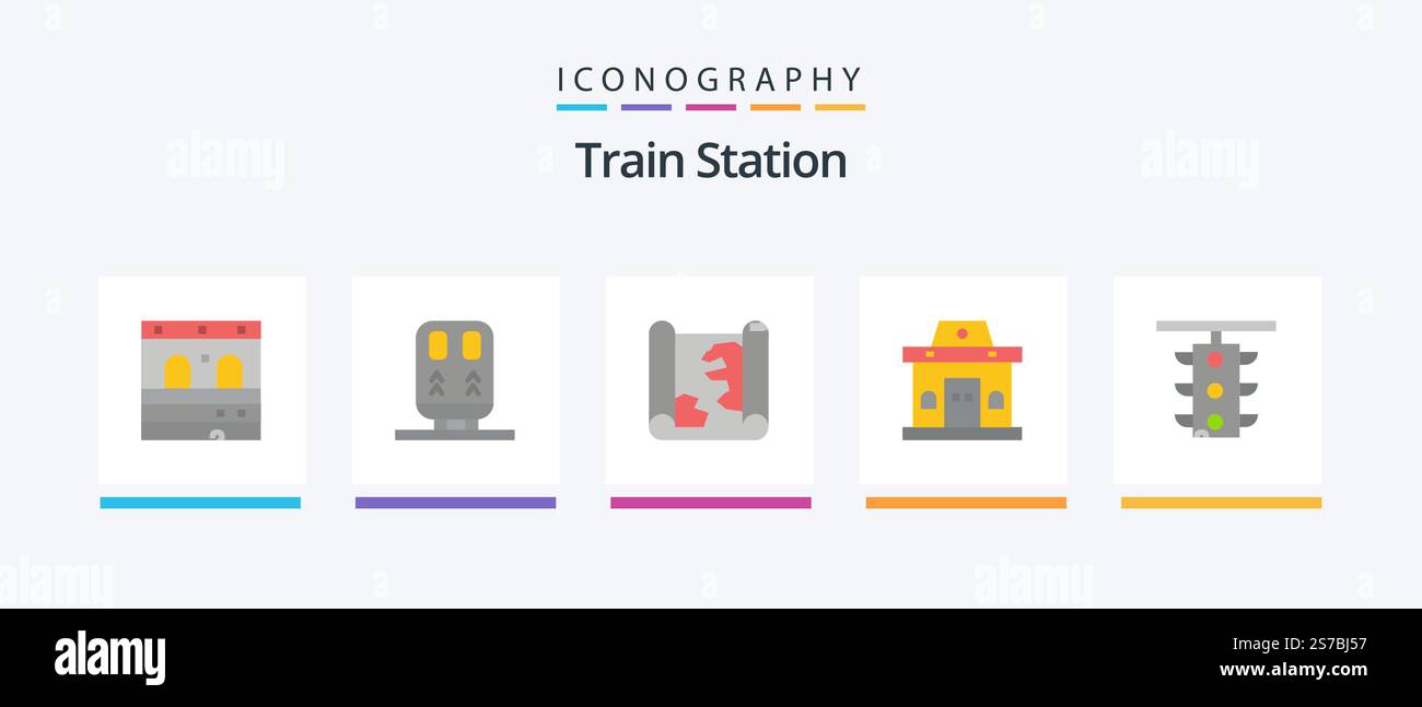 Train Station Flat 5 Icon Pack Including station. light. map. urban ...