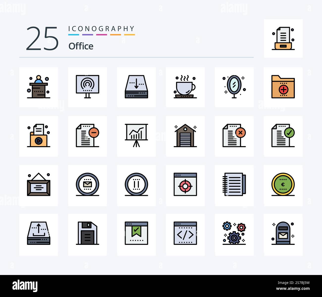 Office 25 Line Filled icon pack including furniture. office. stream ...