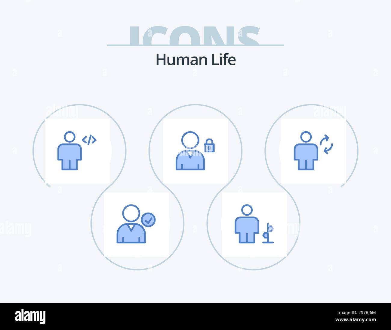 Human Blue Icon Pack 5 Icon Design. body. user. avatar. lock. markup ...