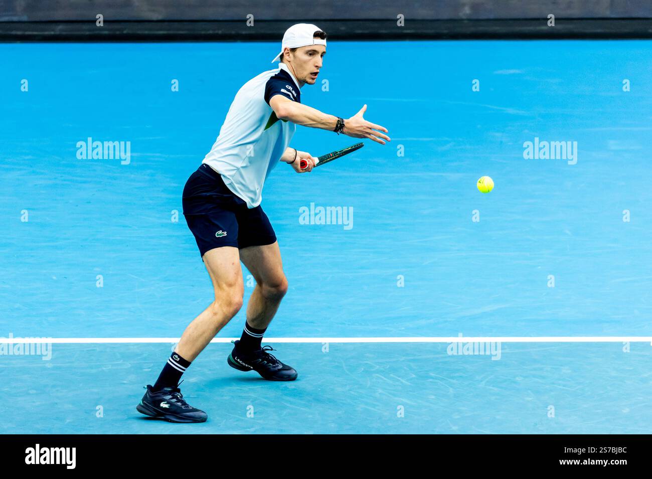 MELBOURNE, VIC - JANUARY 19: Ugo Humbert of France in action during ...