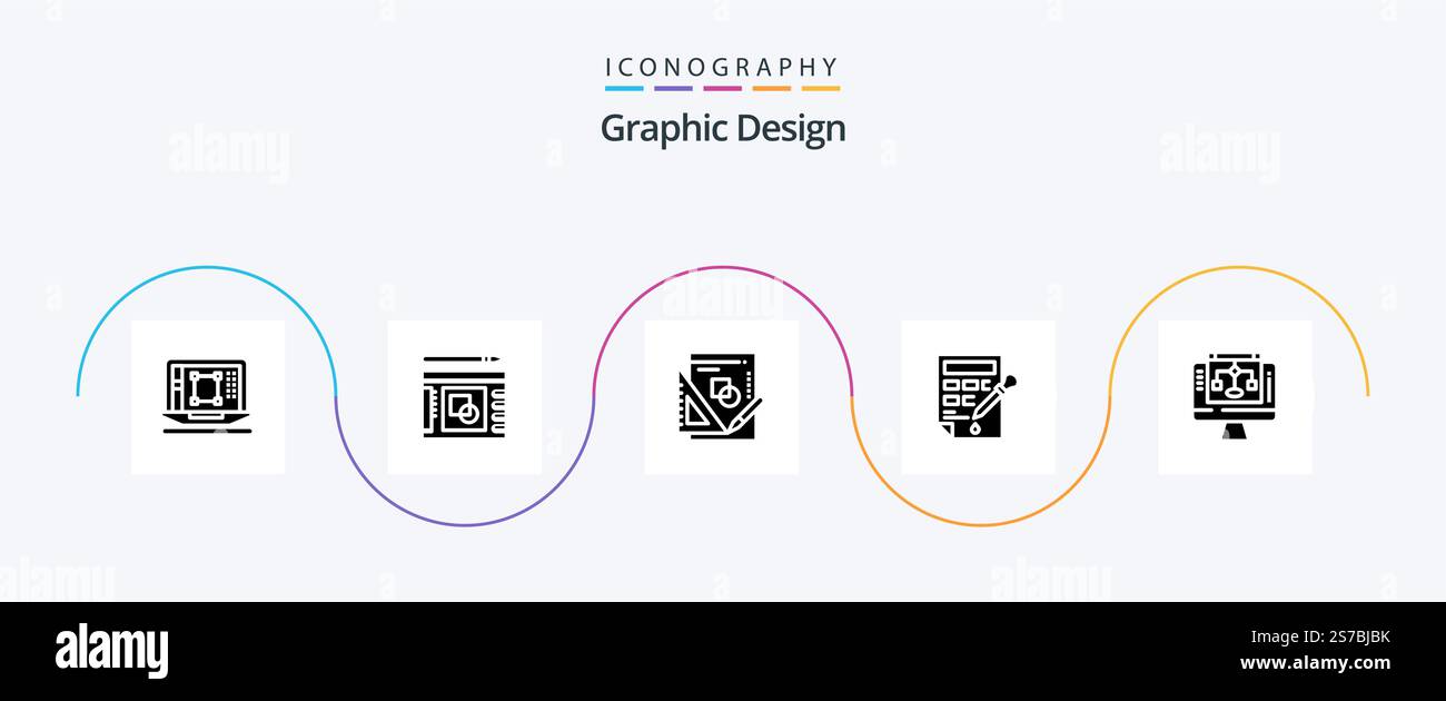 Graphic Design Glyph 5 Icon Pack Including bucket . graph. layout ...