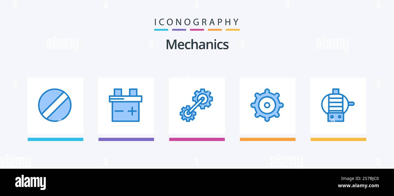 Mechanics Blue 5 Icon Pack Including . gear. . Creative Icons Design ...