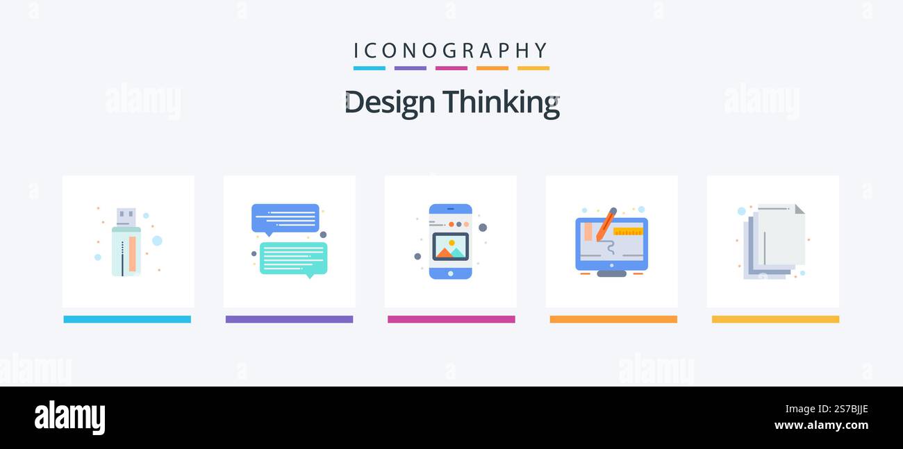 Design Thinking Flat 5 Icon Pack Including layers. arrange. mobile ...