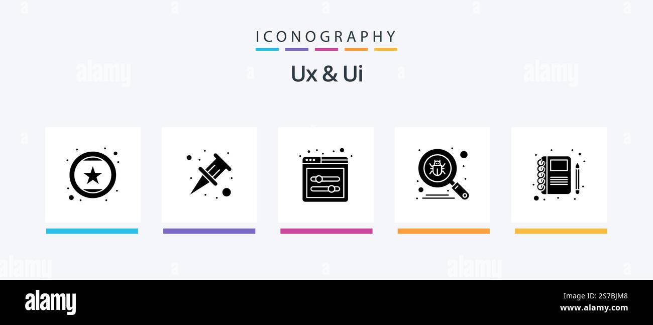 Ux And Ui Glyph 5 Icon Pack Including sketch. book. interface web ...