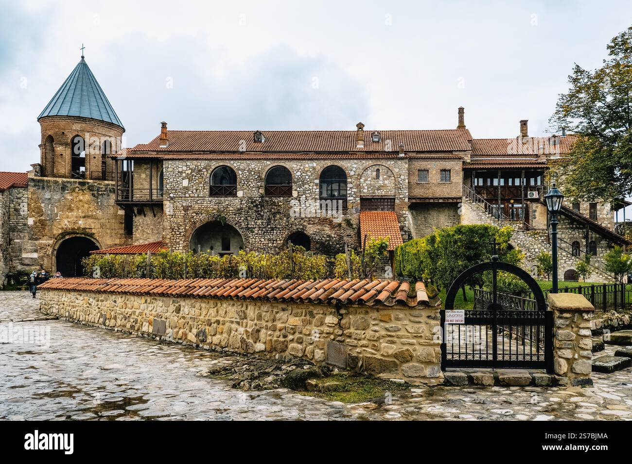 Traditional stone and brick monastery building in Alaverdi, Kakheti ...