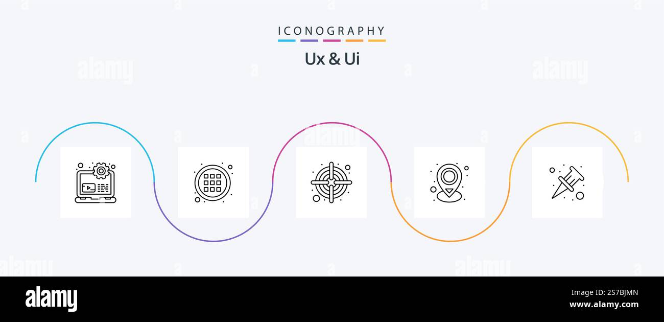 Ux And Ui Line 5 Icon Pack Including . document attach. goal. attach ...