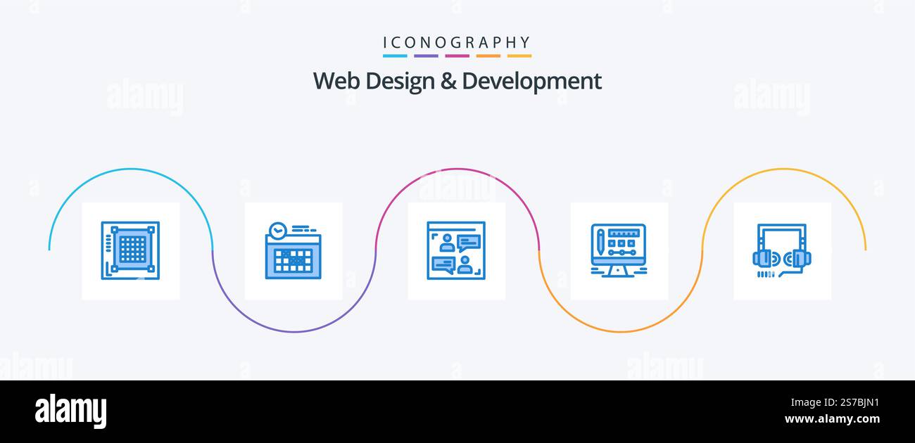 Web Design And Development Blue 5 Icon Pack Including optimization. design. day. screen ...
