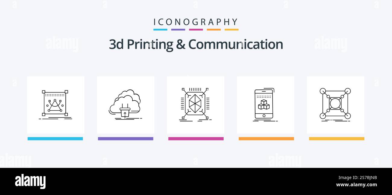 3d Printing And Communication Line 5 Icon Pack Including manufacturing ...