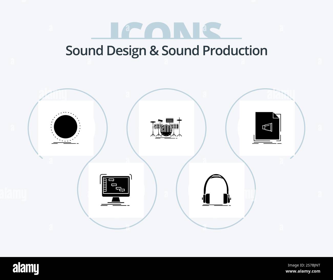Sound Design And Sound Production Glyph Icon Pack 5 Icon Design ...