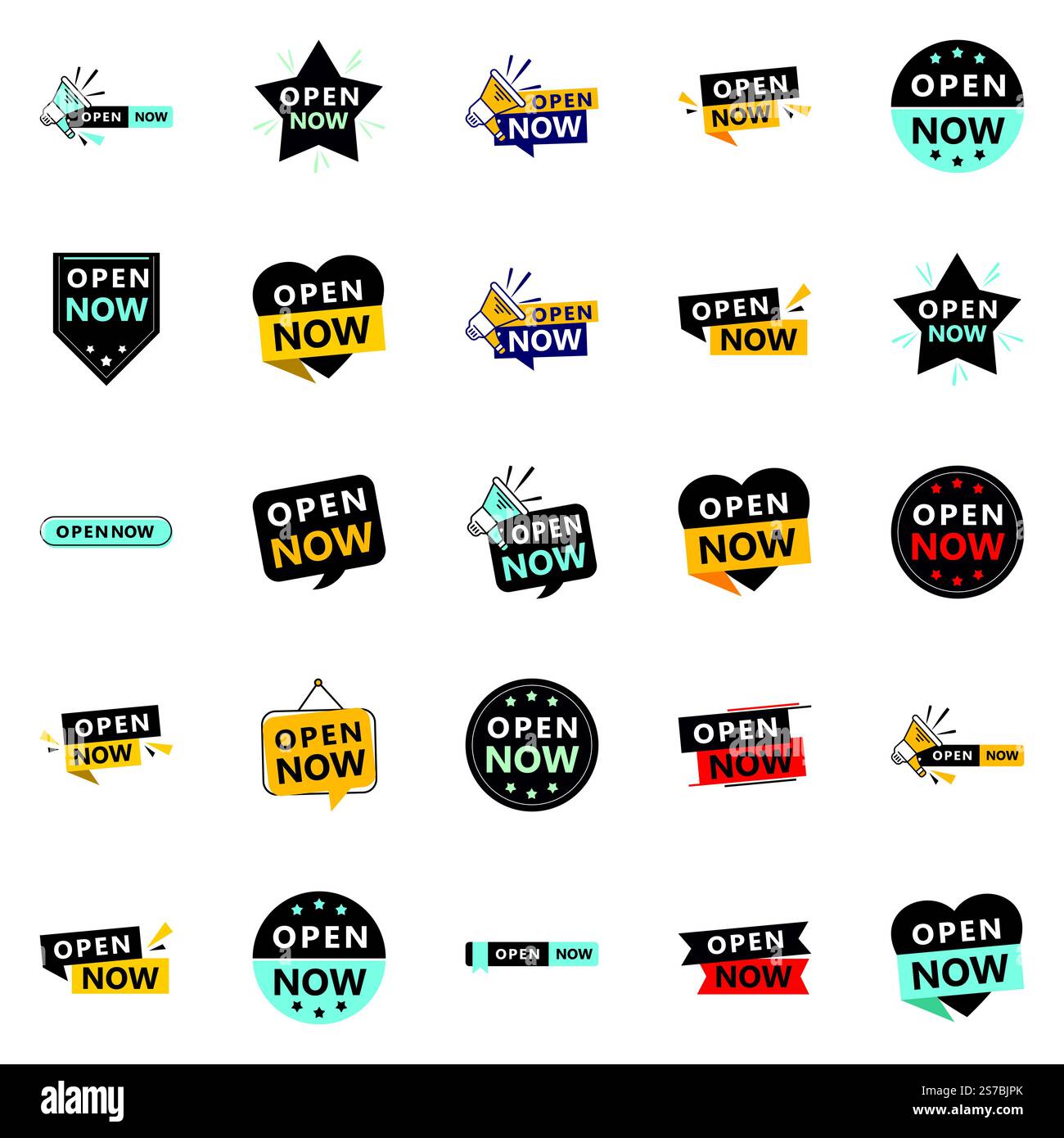 Open now graphics collection 25 different designs Stock Vector Image ...