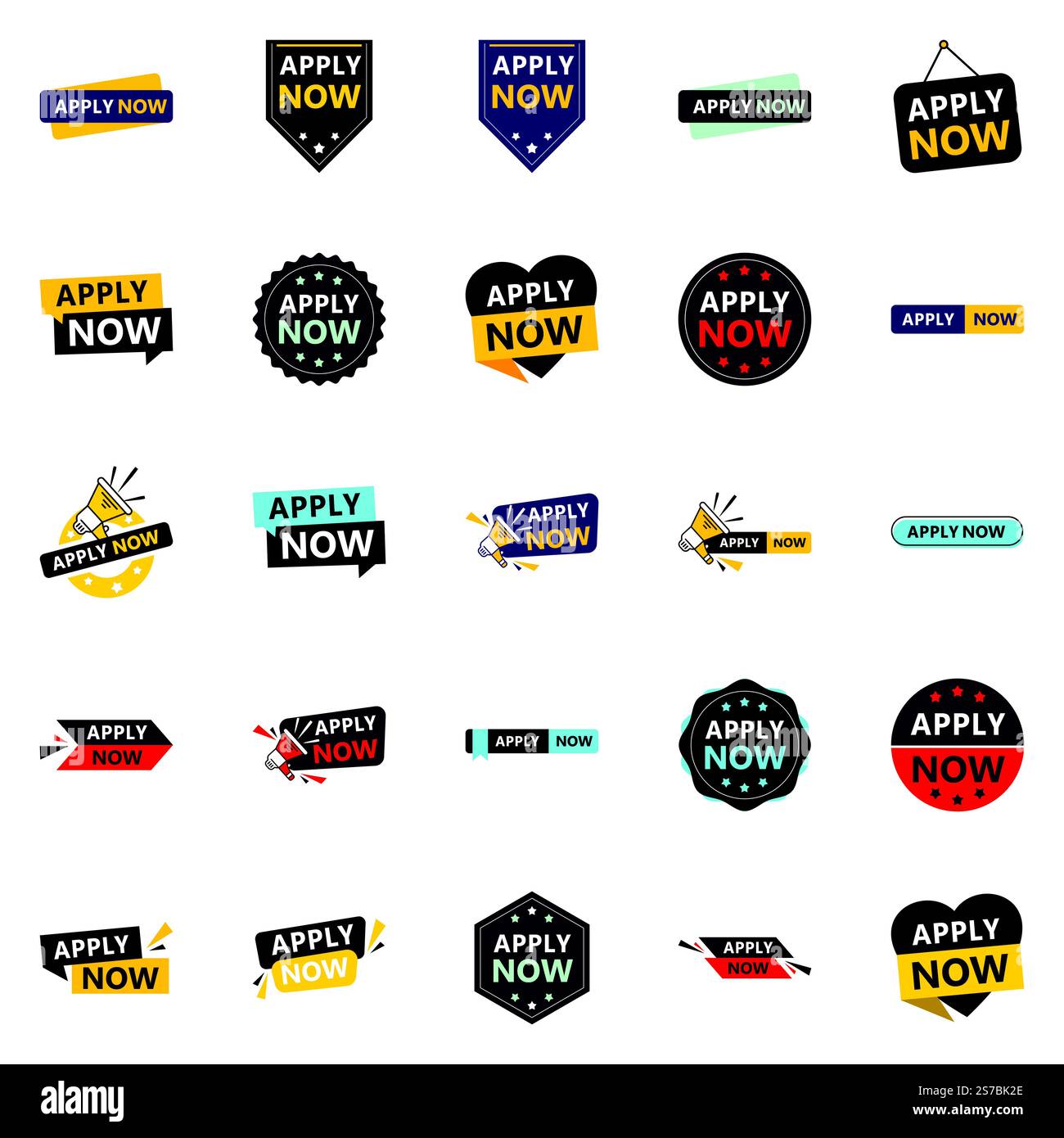 Make a Statement with Our Pack of 25 Apply Now Banners Stock Vector ...